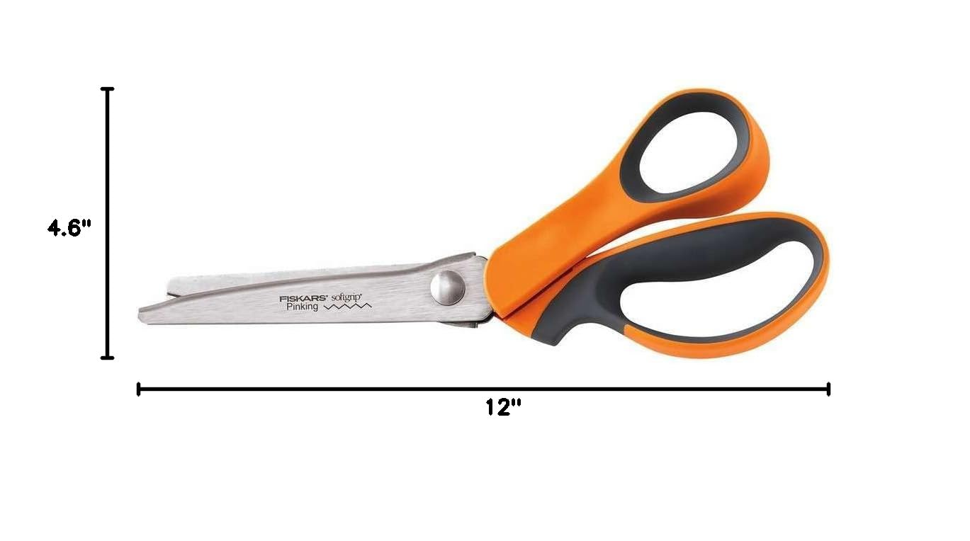 Fiskars 8" Softgrip Pinking Scissors,Orange,9.5" long