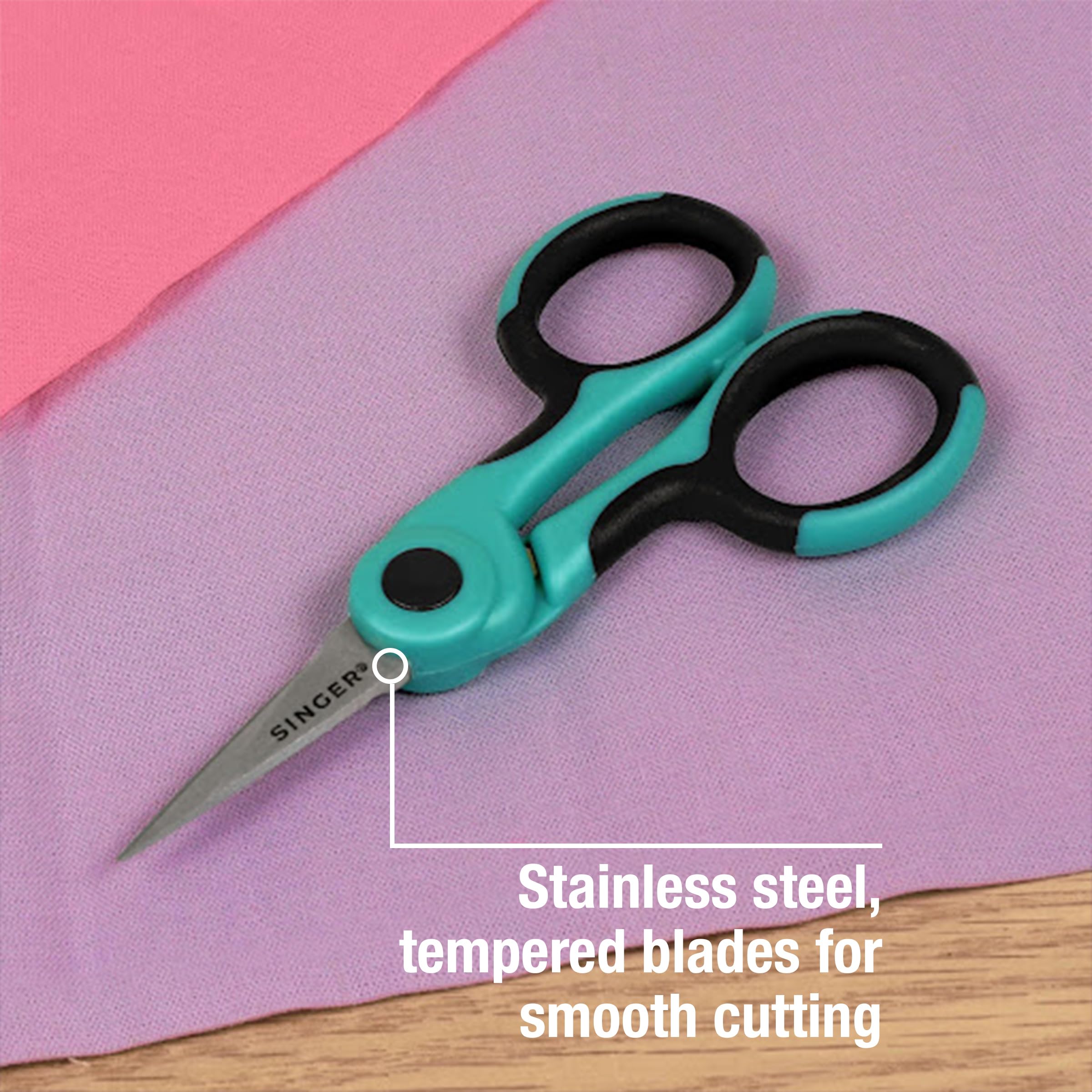 SINGER 00557 4-1/2-Inch ProSeries Detail Scissors with Nano Tip, Teal