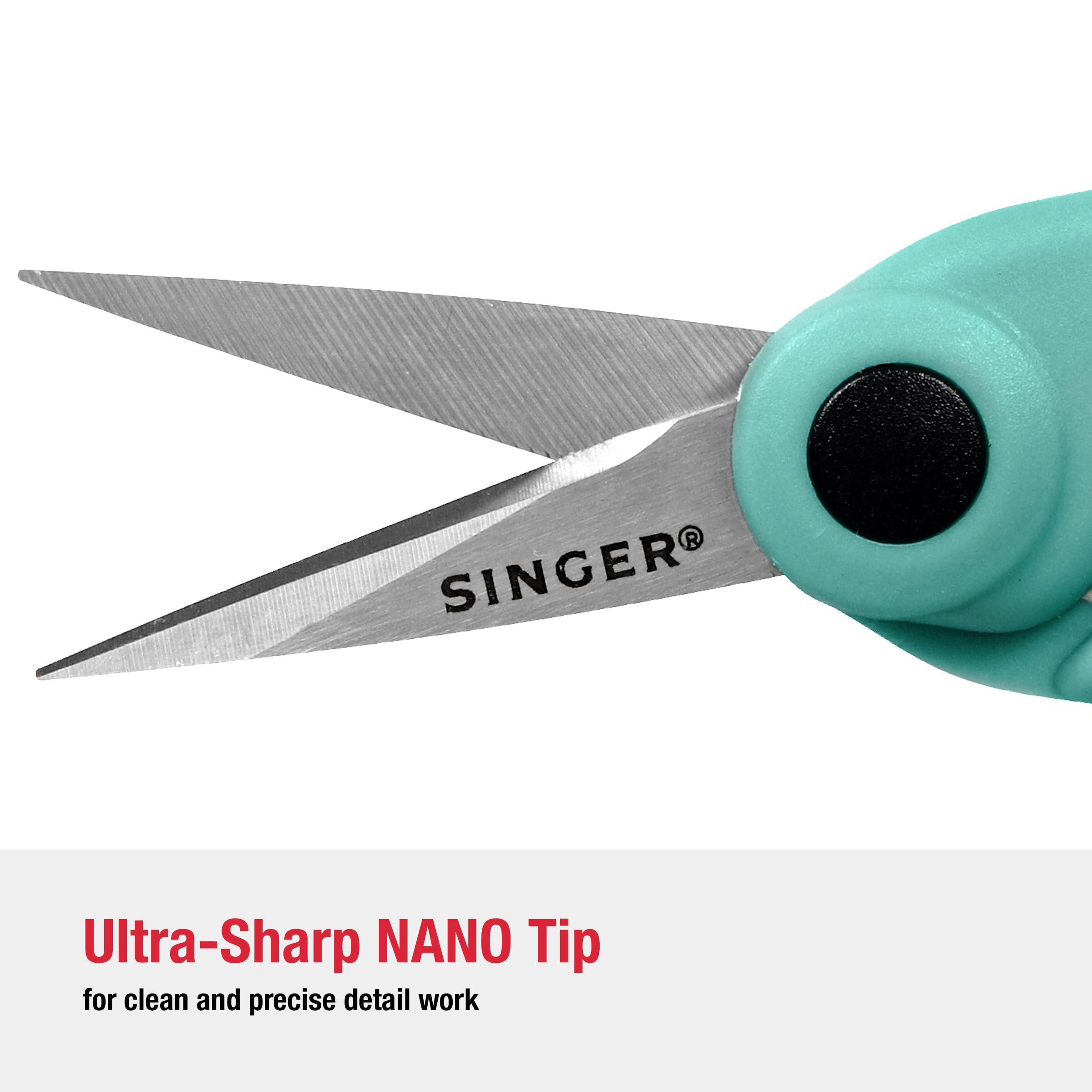 SINGER 00557 4-1/2-Inch ProSeries Detail Scissors with Nano Tip, Teal