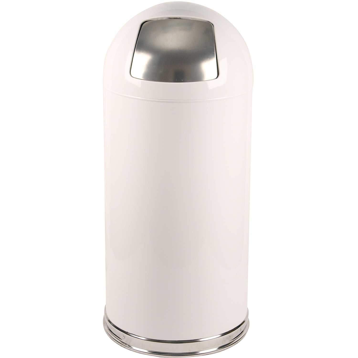 Witt Industries 15DTWH Steel 15-Gallon Standard Dome Top Indoor Waste Receptacle with Galvanized Liner, Round, 35" Height, White