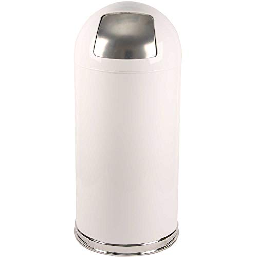 Witt Industries 15DTWH Steel 15-Gallon Standard Dome Top Indoor Waste Receptacle with Galvanized Liner, Round, 35" Height, White