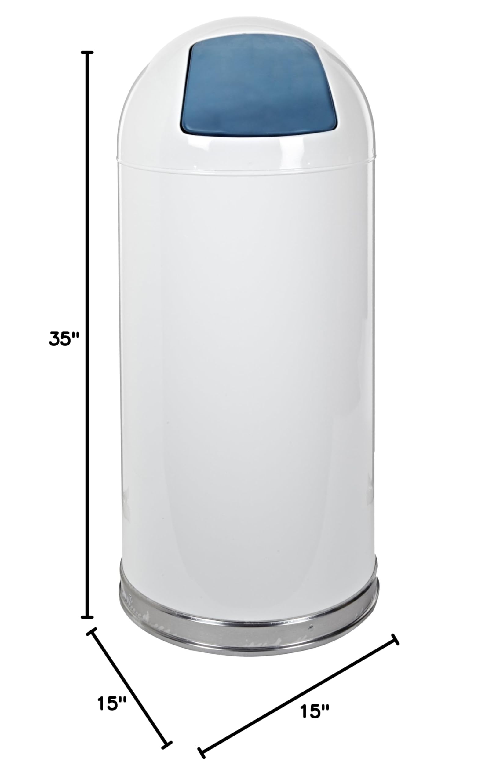 Witt Industries 15DTWH Steel 15-Gallon Standard Dome Top Indoor Waste Receptacle with Galvanized Liner, Round, 35" Height, White
