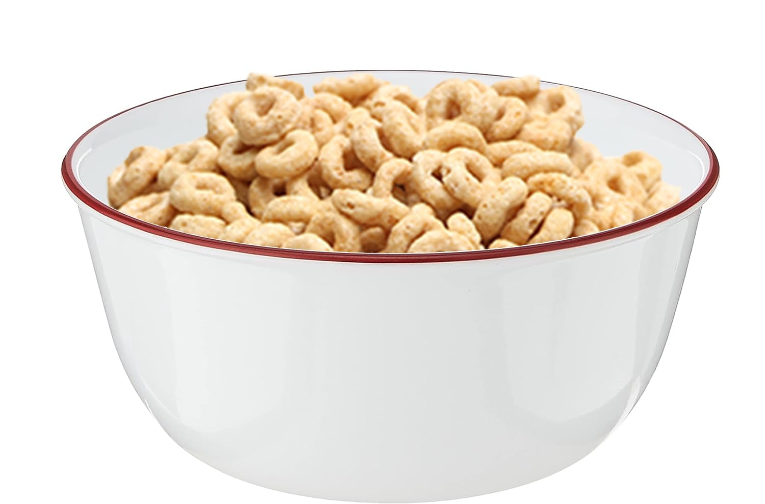 Corelle Vitrelle 28-Oz Bowl, Triple Layer Glass and Chip Resistant, Easy-to-Clean, Lightweight Round Bowl, Red Rim Band