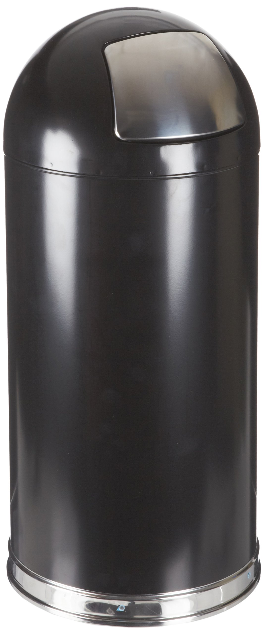 Witt Industries 15DTBK Steel 15-Gallon Standard Dome Top Indoor Waste Receptacle with Galvanized Liner, Round, 15" Diameter x 35" Height, Black