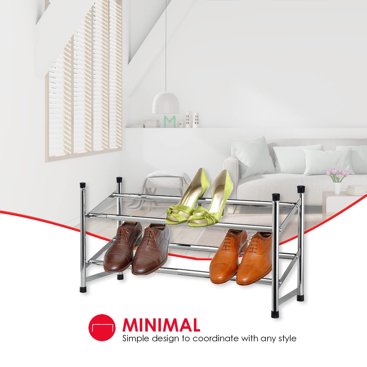 Home Basics Shoe Rack, 2-Tier, Chrome