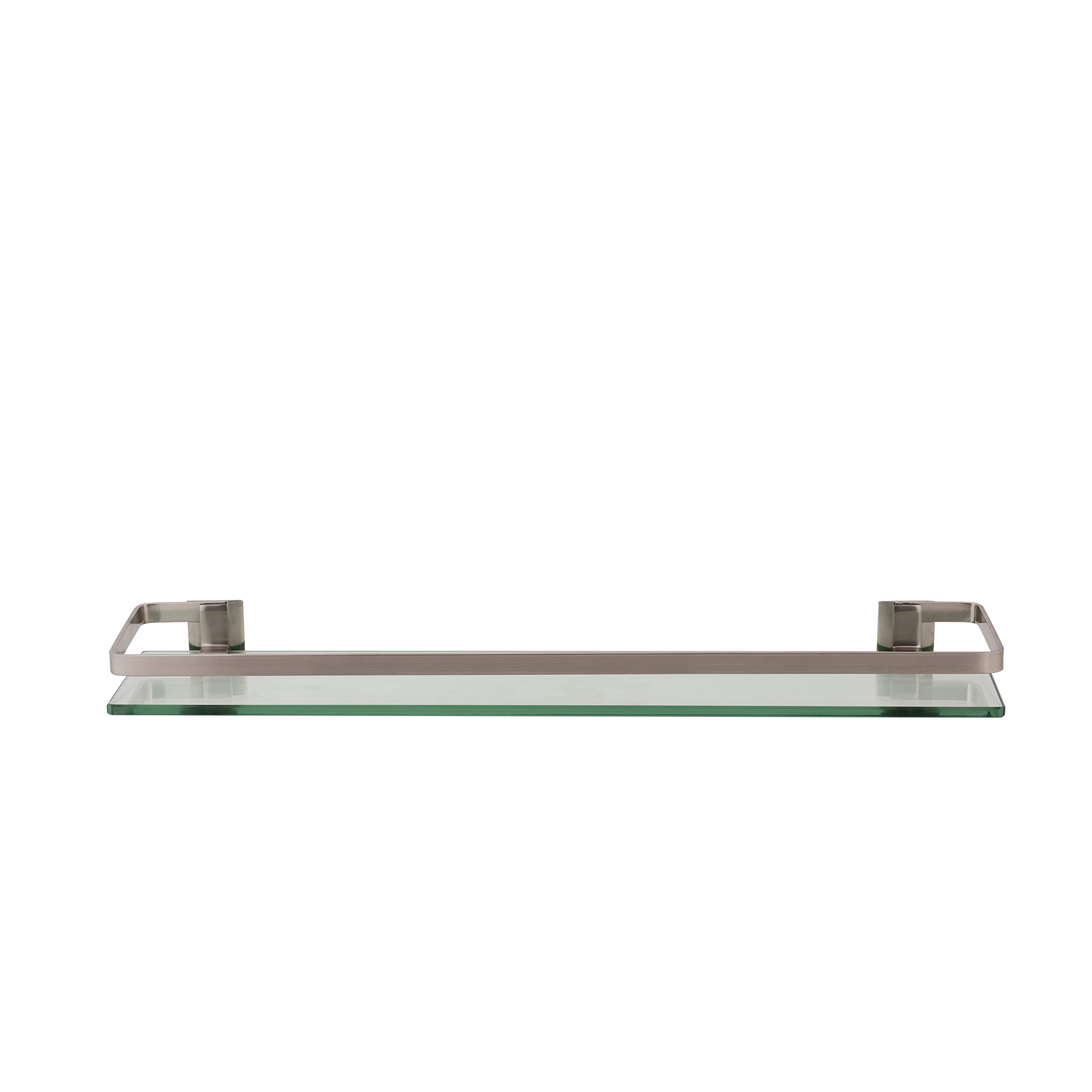 Organize It All Wall Mounting Glass Shelf with Nickle Finish and Rail