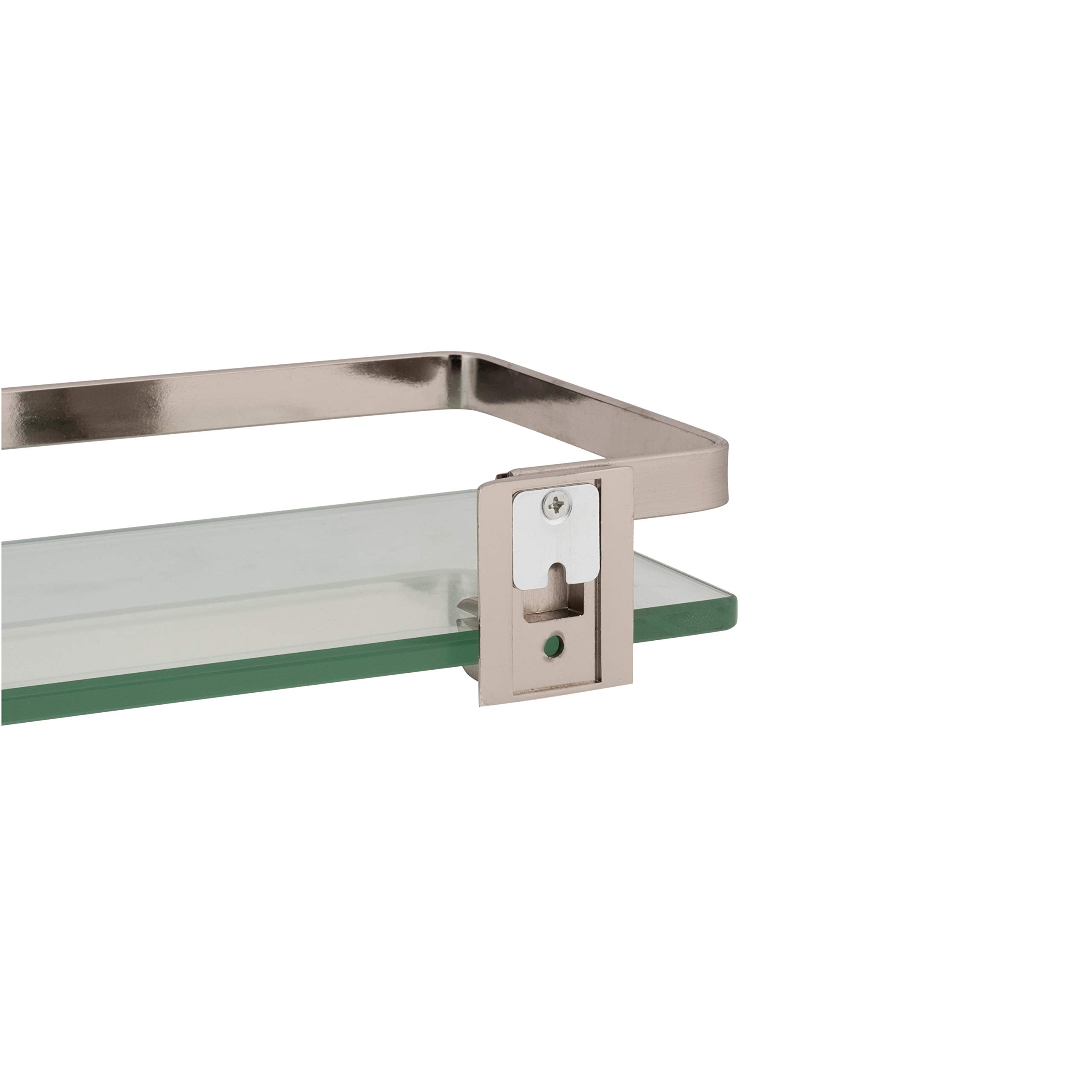 Organize It All Wall Mounting Glass Shelf with Nickle Finish and Rail