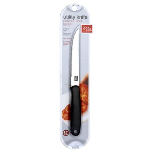 Goodcook 4.5-Inch Serrated Utility Knife, silver/black