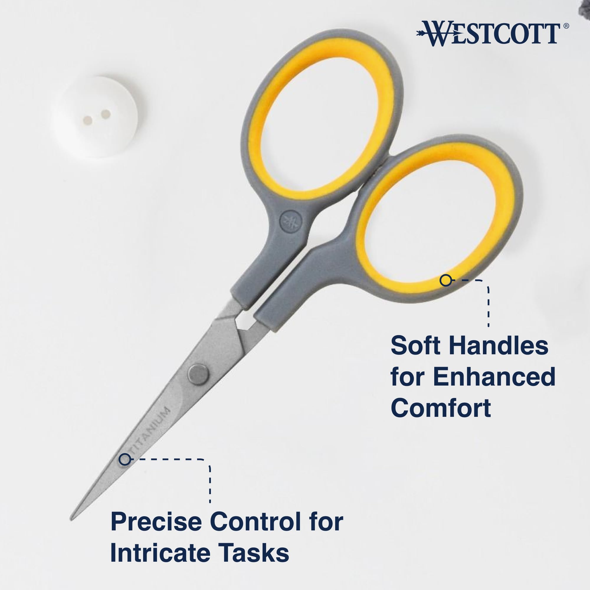 Westcott 13866 Sewing Titainum Bonded Straight Embroidery Scissors, Standard