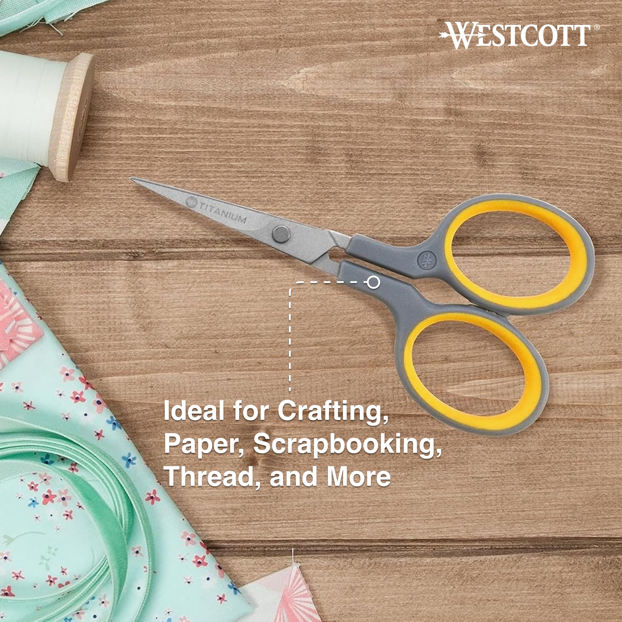 Westcott 13866 Sewing Titainum Bonded Straight Embroidery Scissors, Standard