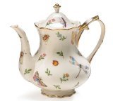 Porcelain Butterfly & Dragonfly Teapot Trimmed In Gold