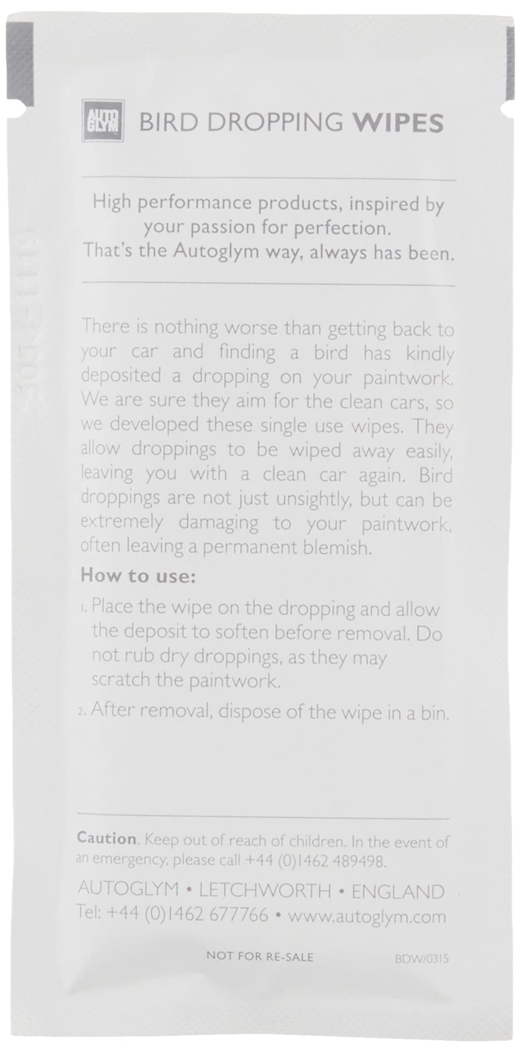 Autoglym Bird Dropping Wipes (Pack of 1)