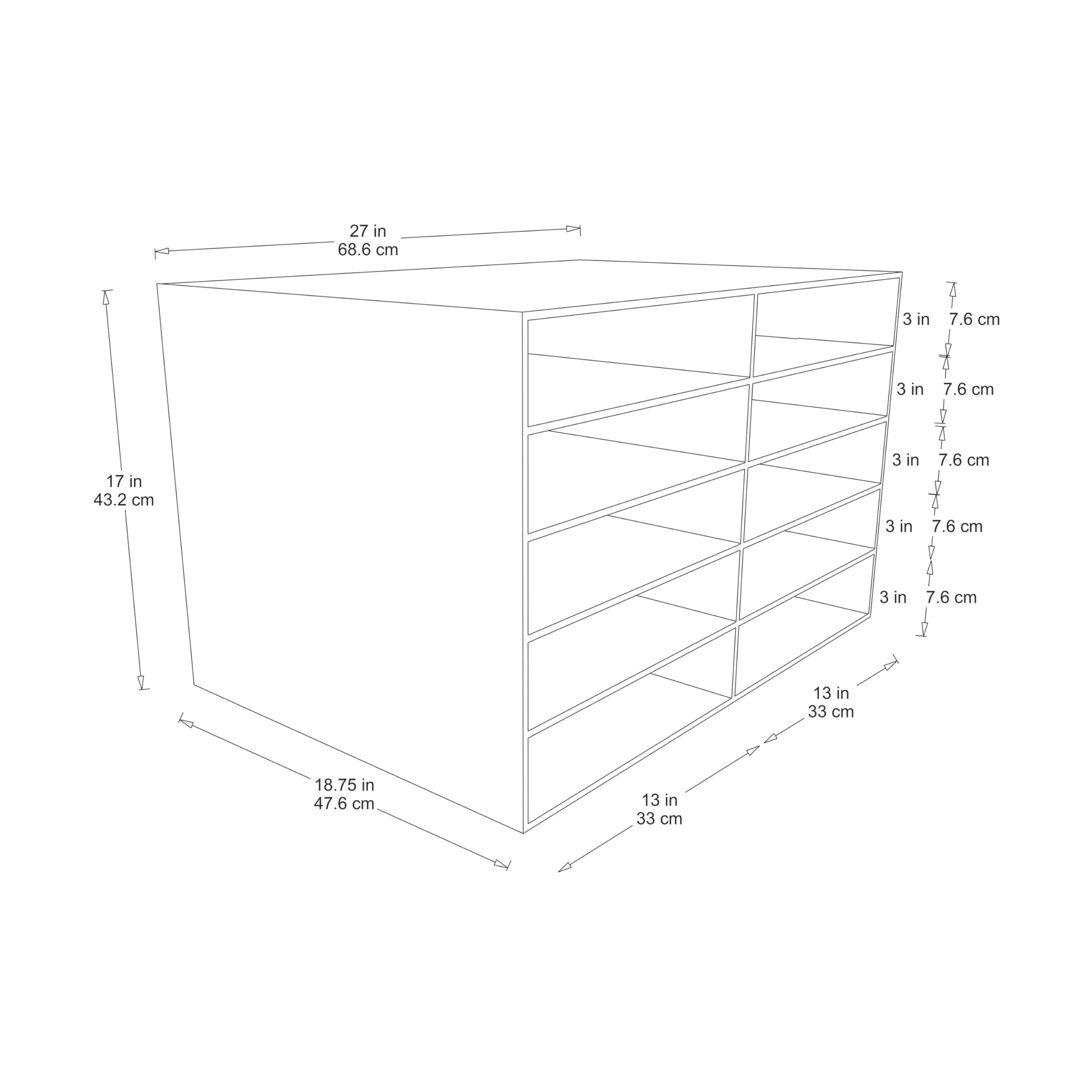 Classroom Keepers 12" x 18" Construction Paper Storage, 10-Slot, White, 17"H x 27"W x 19"D, 1 Unit