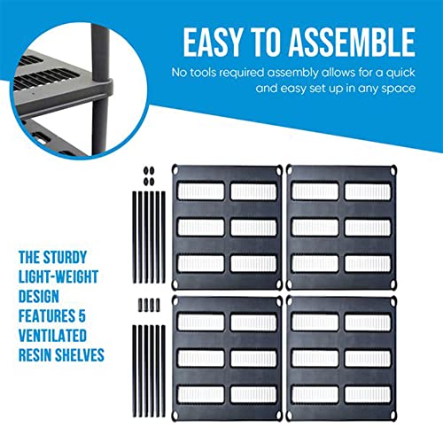 Juggernaut Storage RS3618-5BLKAMZ 36"W x 18"D x 72"H 5-Shelf Resin Shelving, 600 lb Capacity Black