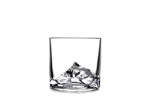 LIITON Mt Everest Whiskey Glasses Set of 4, Heavy Rocks Glasses Gift Set With Raised Mountain For A Quick Chill Without Ice