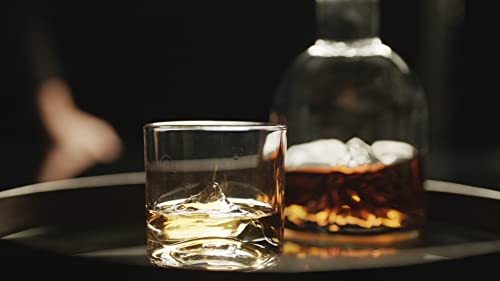 LIITON Mt Everest Whiskey Glasses Set of 4, Heavy Rocks Glasses Gift Set With Raised Mountain For A Quick Chill Without Ice