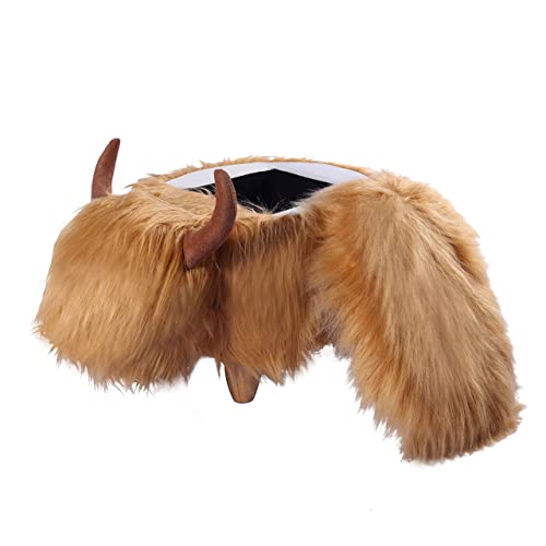 GIA Kids Ottoman with Storage, Foot Stand and Wooden Legs, MacGregor Highland Cow, Brown