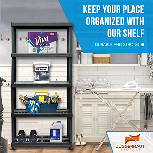 Juggernaut Storage RS3618-5BLKAMZ 36"W x 18"D x 72"H 5-Shelf Resin Shelving, 600 lb Capacity Black