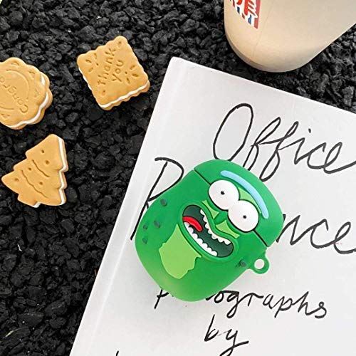 sdfsd AirPods Pro Case [3D Rick and Morty Cute Unique Cartoon ] Personalized Custom Skin Silicone Protective Cases(Green)