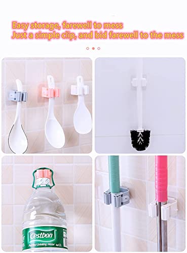 ZRFAMILY 4 Pack No Hole Hanging mop Rack, Bathroom mop Hook, Bathroom Hook, Broom Rack, Card Holder, mop Clip