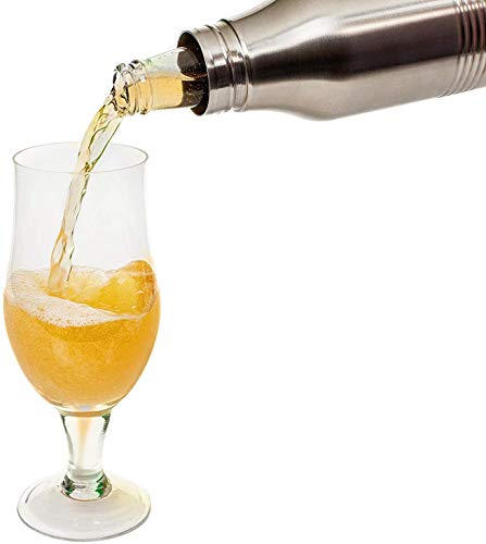 Beer Bottle Insulator,2Pack Stainless Steel Beer Bottle Holder,Beer Cooler Keeps Drinks Colder with Beer Opener,Longer,for Camping/Fishing/Beach