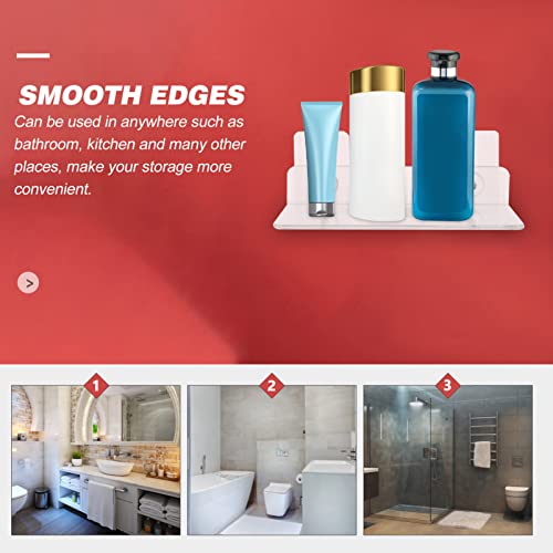 DOITOOL 2 Pcs Bathroom Floating Shelf Clear Acrylic Shower Caddy Adhesive Wall Mount Storage Rack Cosmetic Shampoo Spice Condiment Holder Organizer for Toilet Kitchen