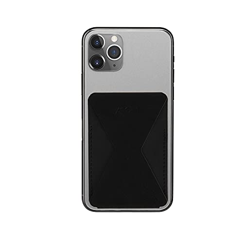 MOFT Cell Phone Stand with 2 Viewing Angles for Andriod, iPhone and All Smartphones, Repositionable, Residue-Free 3-in-1 Adhesive Wallet Stand (Pure Black)