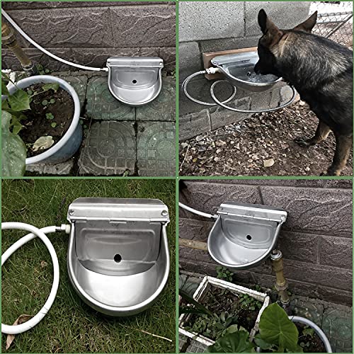 CPROSP Automatic Waterer for Livestock Stainless Steel with Float Valve, Horse Bowl with GHT 3/4ββ, 2 X M10 Screw Set