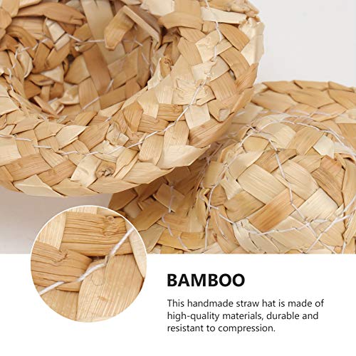 balacoo 6pcs Parrot Birds Straw Woven Hat Funny Mini Size Bamboo Hat Cockatiel Parakeets Canary Conure Party Head Wear for Parrot Parakeet Bearded Dragons