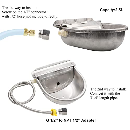 CPROSP Automatic Waterer for Livestock Stainless Steel with Float Valve, Horse Bowl with GHT 3/4ββ, 2 X M10 Screw Set