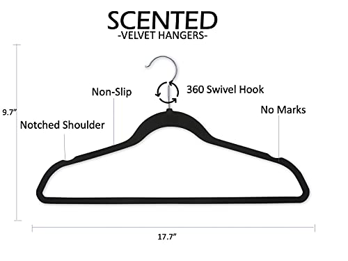 HangAroma Non-Slip Scented Velvet Hangers - Heavy Duty Clothes Hanger - Ultra Thin Space Saving 360 Degree Swivel Hook - Ideal for Coats, Jackets, Pants, & Dress - Mint - 6 Pack