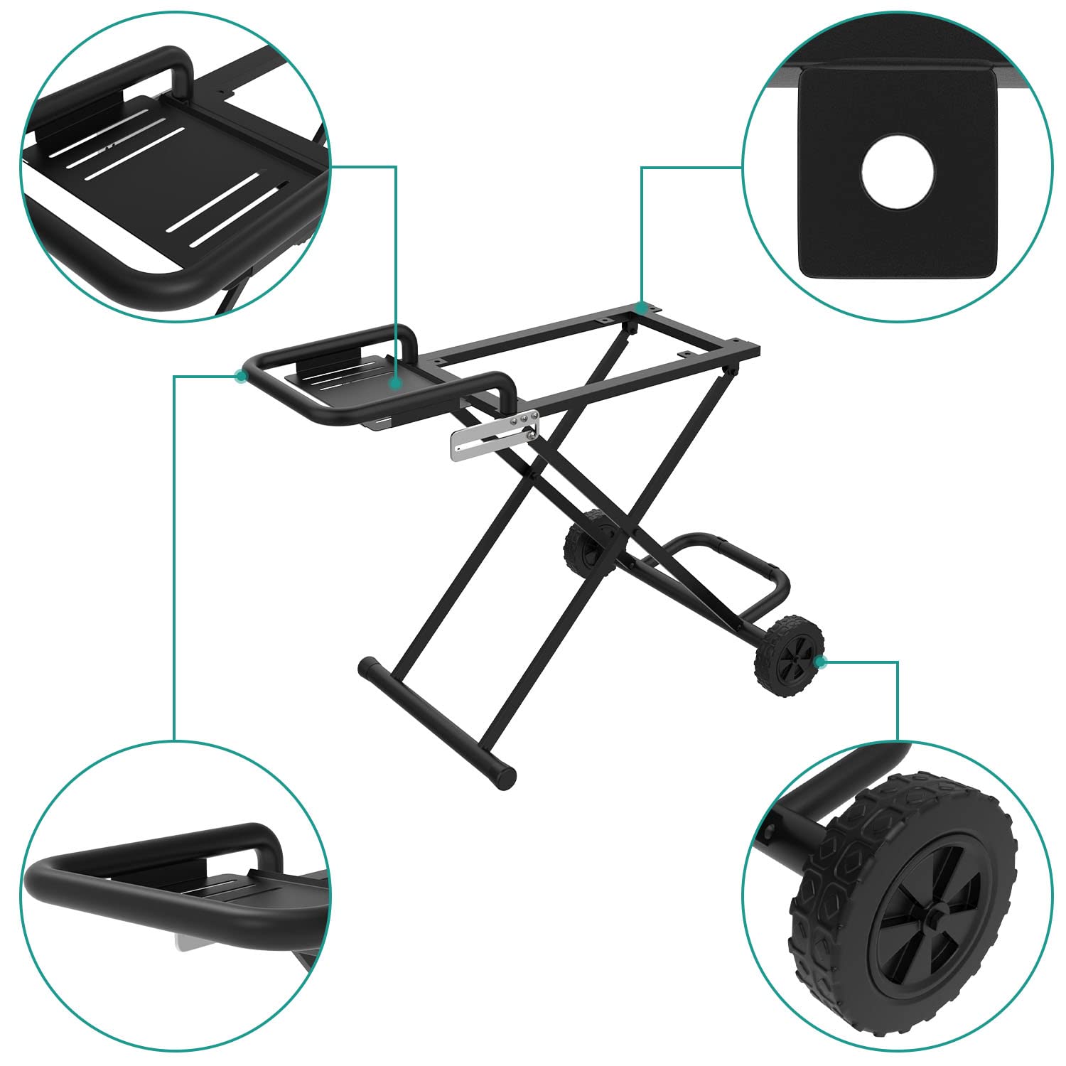 EasiBBQ Portable Grill Cart and Cover for Blackstone 17" 22" Table Top Griddles, Folding Cart Griddle Stand Shelf for Backyard, Camping and Outdoor Cooking. Black