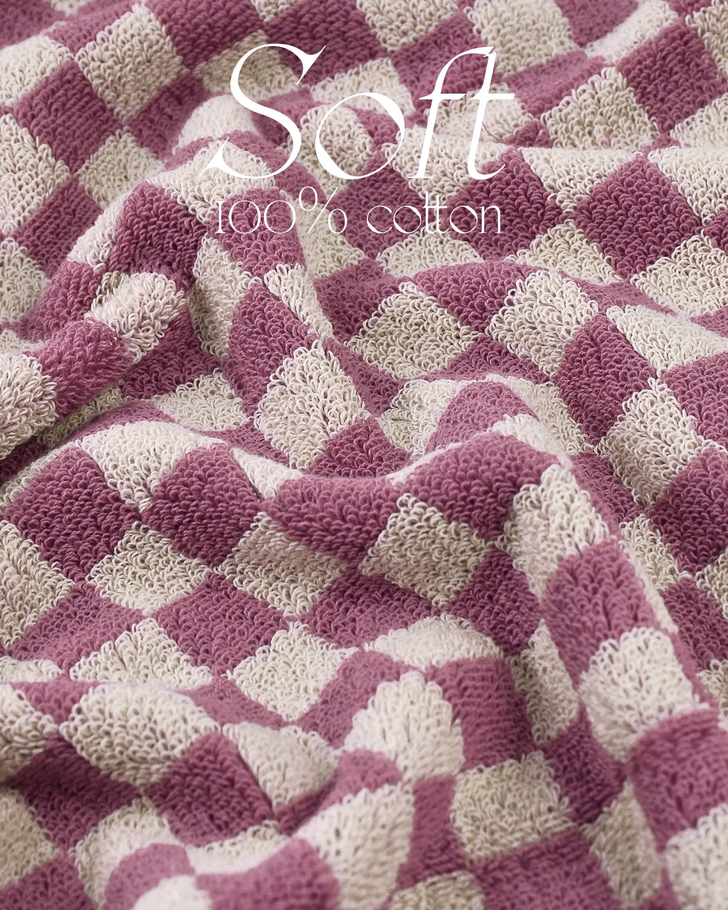 Jacquotha Pink Hand Towels for Bathroom - Cute Checkered Hand Towel Set of 4, Super Soft, Absorbent, Decorative, Great Gift for Girls Women