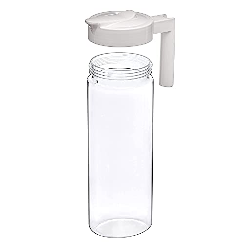 Amazing Abby - Skinny - Tritan Pitcher (64 oz), Unbreakable Plastic Pitcher with Lid, BPA-Free, Heat-Resistant, Dishwasher-Safe, Great for Both Iced and Hot Drinks, Indoors and Outdoors, White