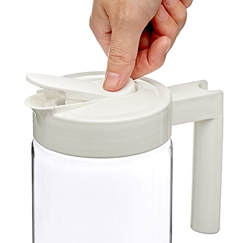 Amazing Abby - Skinny - Tritan Pitcher (64 oz), Unbreakable Plastic Pitcher with Lid, BPA-Free, Heat-Resistant, Dishwasher-Safe, Great for Both Iced and Hot Drinks, Indoors and Outdoors, White