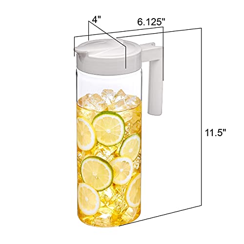 Amazing Abby - Skinny - Tritan Pitcher (64 oz), Unbreakable Plastic Pitcher with Lid, BPA-Free, Heat-Resistant, Dishwasher-Safe, Great for Both Iced and Hot Drinks, Indoors and Outdoors, White