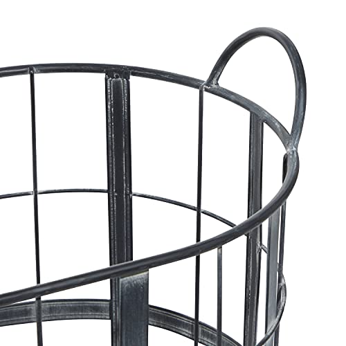Deco 79 Metal Storage Basket with Wheels and Handles, Set of 2 25", 22"H, Black