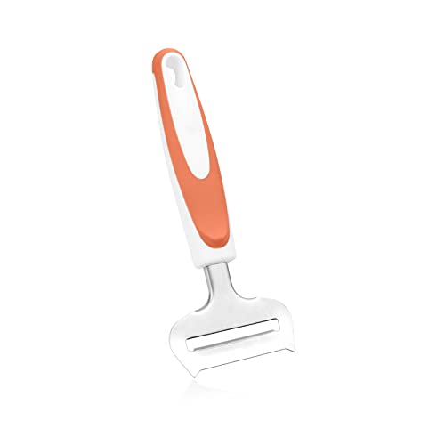 KUFUNG Cheese Slicer Stainless Steel Cheese Knife Heavy Duty Plane Cheese Cutter, Shaver, Server For Semi-Soft, Semi-Hard Cheese (7.2 inch, Orange)