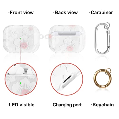 MOLOVA Airpods Pro Case Flower with Keychain Cute Floral Print Airpod Pro Protective Hard Case Cover for Apple Airpod Pro Charging Case LED Visible (Morning Glory)
