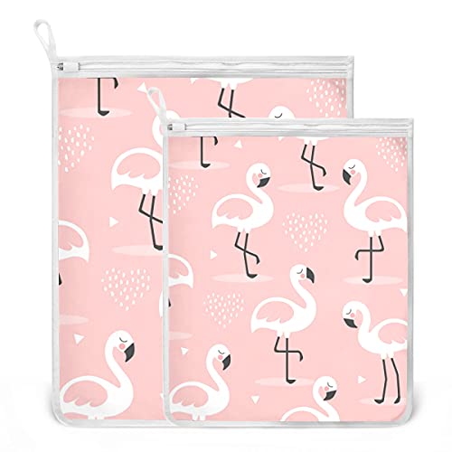 Xigua 2PCS Flamingo Mesh Laundry Bag Storage Organizer Bag Delicates Durable Travel Washing Bag for Sock,Lingerie,Large Garment