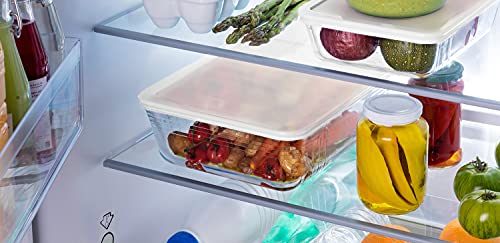 Ôcuisine 334S114 tempered borosilicate glass food storage rectangular, meal prep containers, oven cooking (without lids), BPA FREE, Made in france, Set of 4