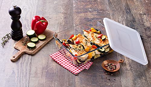 Ôcuisine 334S114 tempered borosilicate glass food storage rectangular, meal prep containers, oven cooking (without lids), BPA FREE, Made in france, Set of 4
