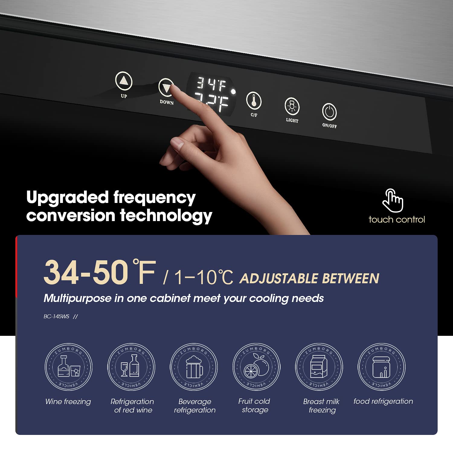Vesgolden Undercounter Beverage Refrigerator Built-In/Freestanding 24-Inch 2-in-1 (Two) Residential Glass Door Refrigerator, Kitchen Inverter Compressor Chiller, Holds Beer, Soda, Coke