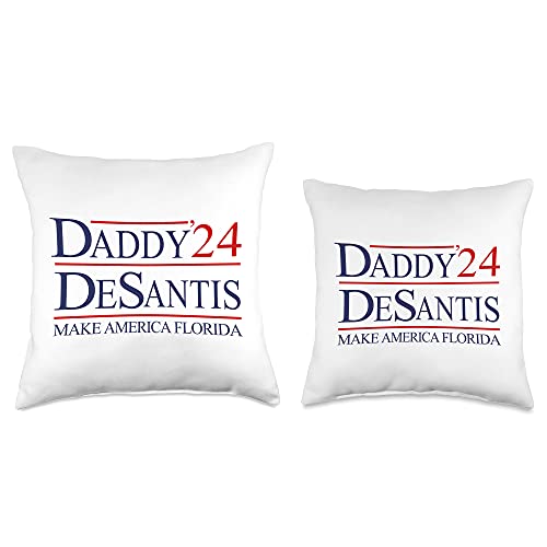 Daddy 24 Desantis 2024 Election Daddy 2024 Desantis Make America Florida Throw Pillow, 16x16, Multicolor