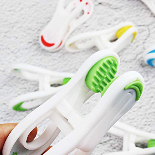 DOITOOL Clothespins, 12pcs Windproof Plastic Clothespins Anti- Slip Clothes Pins Laundry Clips for Socks Blanket Underwear (Mixed Colors)