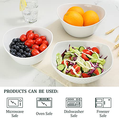 Yedio Salad Bowls Set, 40 Ounces Porcelain Serving Bowls for Kitchen, Large White Bowls for Soup, Oatmeal, Pasta, Snacks, Set of 2, Microwave Dishwasher Safe