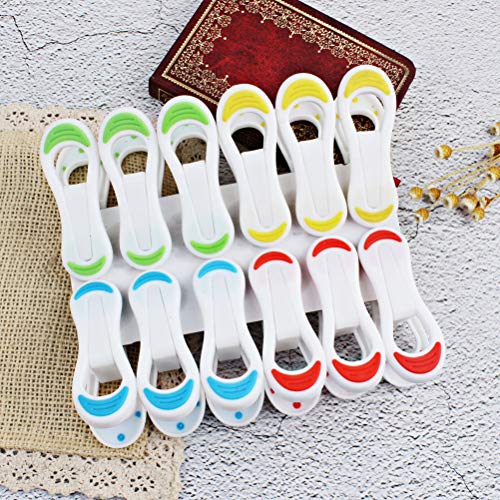 DOITOOL Clothespins, 12pcs Windproof Plastic Clothespins Anti- Slip Clothes Pins Laundry Clips for Socks Blanket Underwear (Mixed Colors)