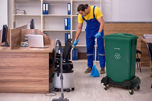 Alpine Rectangular Trash Can Dolly - Heavy Duty Garbage Can Roller with 4 Caster Wheels for Transporting Waste Containers in Offices, Schools, Restaurants, and More - Holds Up to 200lbs Load