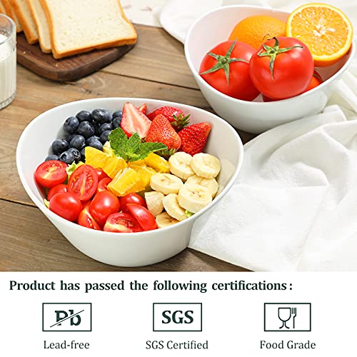 Yedio Salad Bowls Set, 40 Ounces Porcelain Serving Bowls for Kitchen, Large White Bowls for Soup, Oatmeal, Pasta, Snacks, Set of 2, Microwave Dishwasher Safe