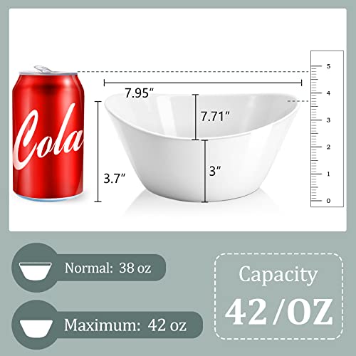 Yedio Salad Bowls Set, 40 Ounces Porcelain Serving Bowls for Kitchen, Large White Bowls for Soup, Oatmeal, Pasta, Snacks, Set of 2, Microwave Dishwasher Safe